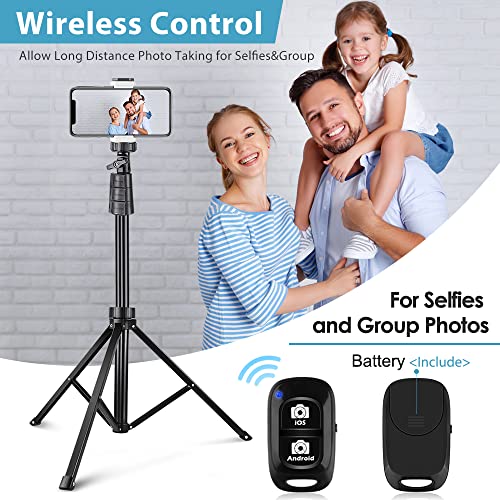 Aureday 67'' Selfie Stick,Phone Tripod Stand with Remote, Cell Phone Stand Tripod with Phone Holder for Vlogging,Recording, Compatible with iPhone&Android Phone/Cameras/GoPro