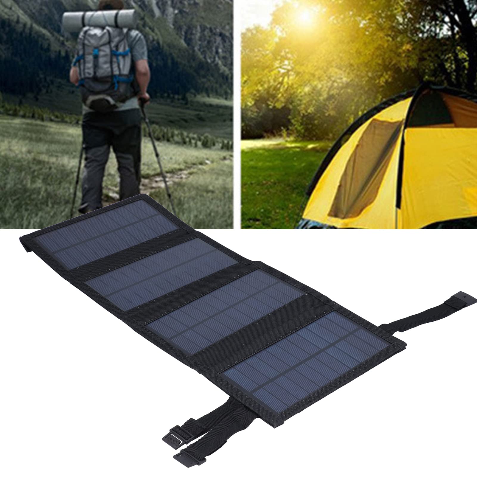 20W USB Solar Panel, Foldable Portable Polycrystalline Solar Cells Charger for Mobile Power Supplies, Laptops, Tablets, GPS (Black)