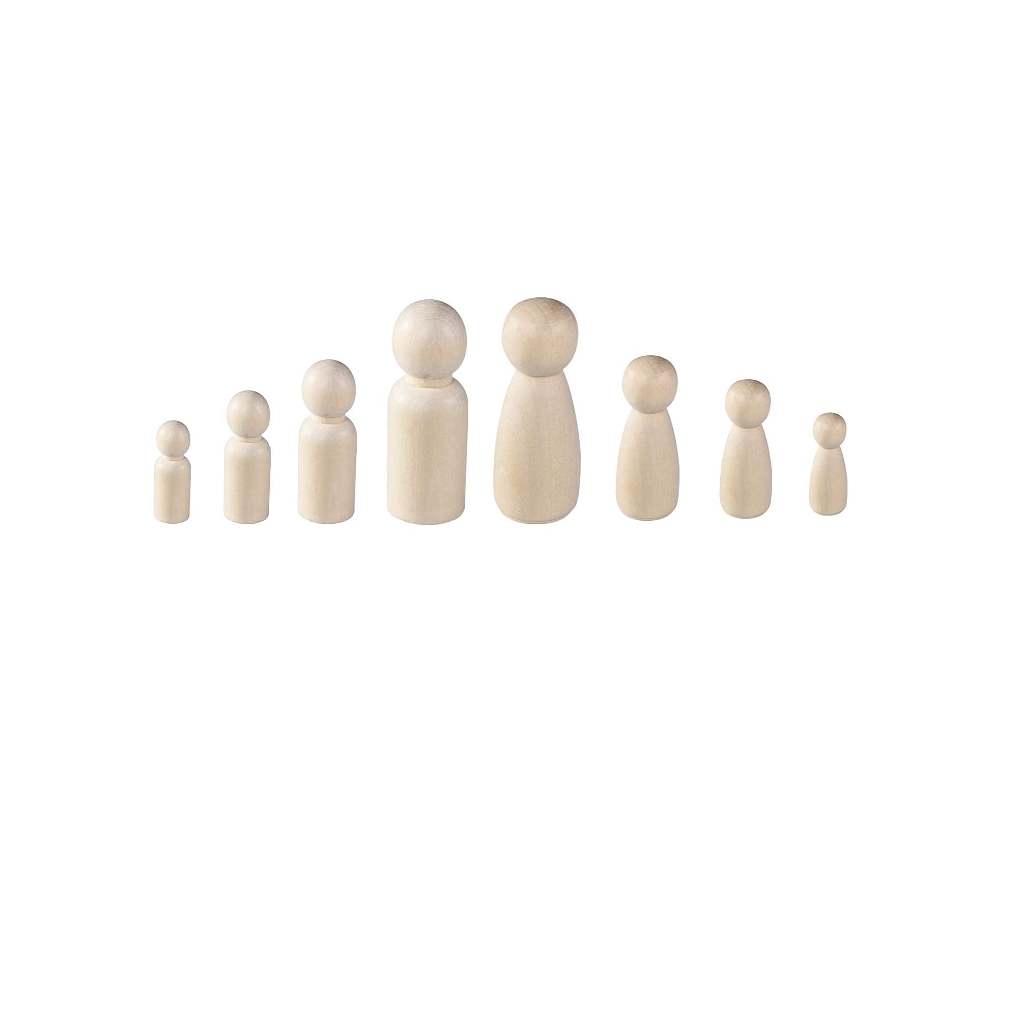 56 PCS Unfinished Natural Wooden Peg Dolls,Little Wooden peg People for Painted or Craft