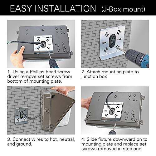 Konlite 100W LED Wall Pack Light 14500LM 145LM/W 5000K Daylight Dust to Dawn 0-10V Dimmable - ETL - 500W Equal