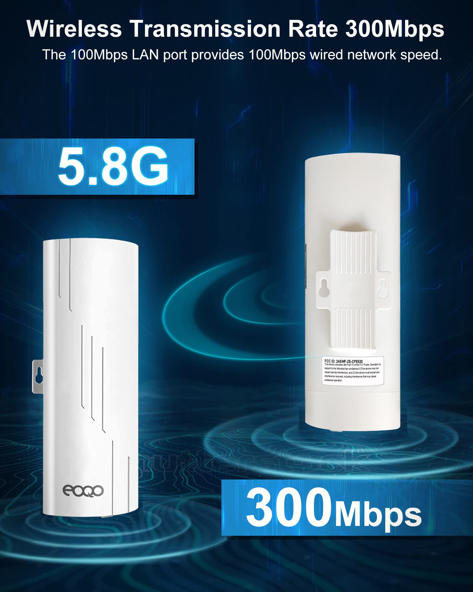 Wireless Bridge Point to Point Outdoor for Starlink Satellite Internet Extension, 5.8GHz 100Mbps Starlink WiFi Extender,Outdoor Access Point, 3KM Ethernet Bridge with 2 RJ45 LAN Port 2-Pack