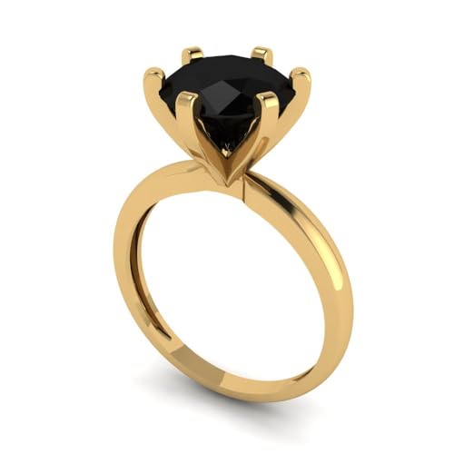 3 ct Round Cut Solitaire Natural Black Onyx Excellent Engagement Bridal Promise Anniversary Ring 18K Yellow Gold Size 5.75