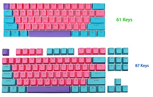 61 PBT Keycaps Tkl 87 Backlit PBT Keycap Set with Puller OEM Profile US Layout for DIY MX Switches 60%/61/87 TKL/104 RGB Mechanical Gaming Keyboard
