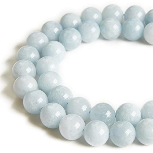 60pcs 6mm Aquamarine Beads Natural Gemstone Beads Round Loose Beads for Jewelry Making