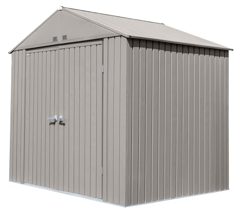 Arrow Shed Elite 8' x 6' Outdoor Lockable Steel Storage Shed Building, Cool Grey