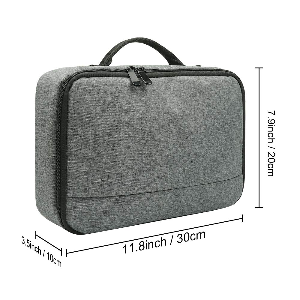 3 Stone T20 Mini Projector Travel Bag Carry Case, Portable Carrying Handbag, up to 10.5 x7x 3 inches - Accessory Pockets Customisable Dividers- Compatible with More- Gray
