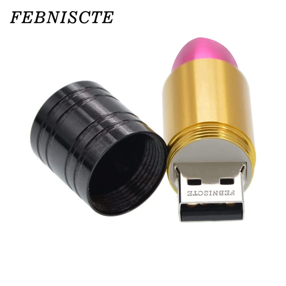 FEBNISCTE 32GB USB 2.0 Flash Drive Memory Stick Metal Lipstick Shape Style Pendrive High Speed 32 GB Thumb Drive Zip Drive