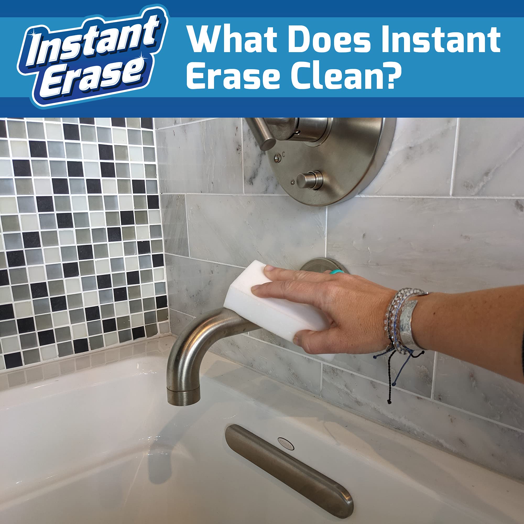 21 Pack Instant Erase XL Magic Cleaning Eraser Sponges - USA Converted and Packaged! Great for Bathtub, Floor Baseboard, and Walls. Genuine BASF Basotect Material - Multi-Surface Melamine Sponge Pads