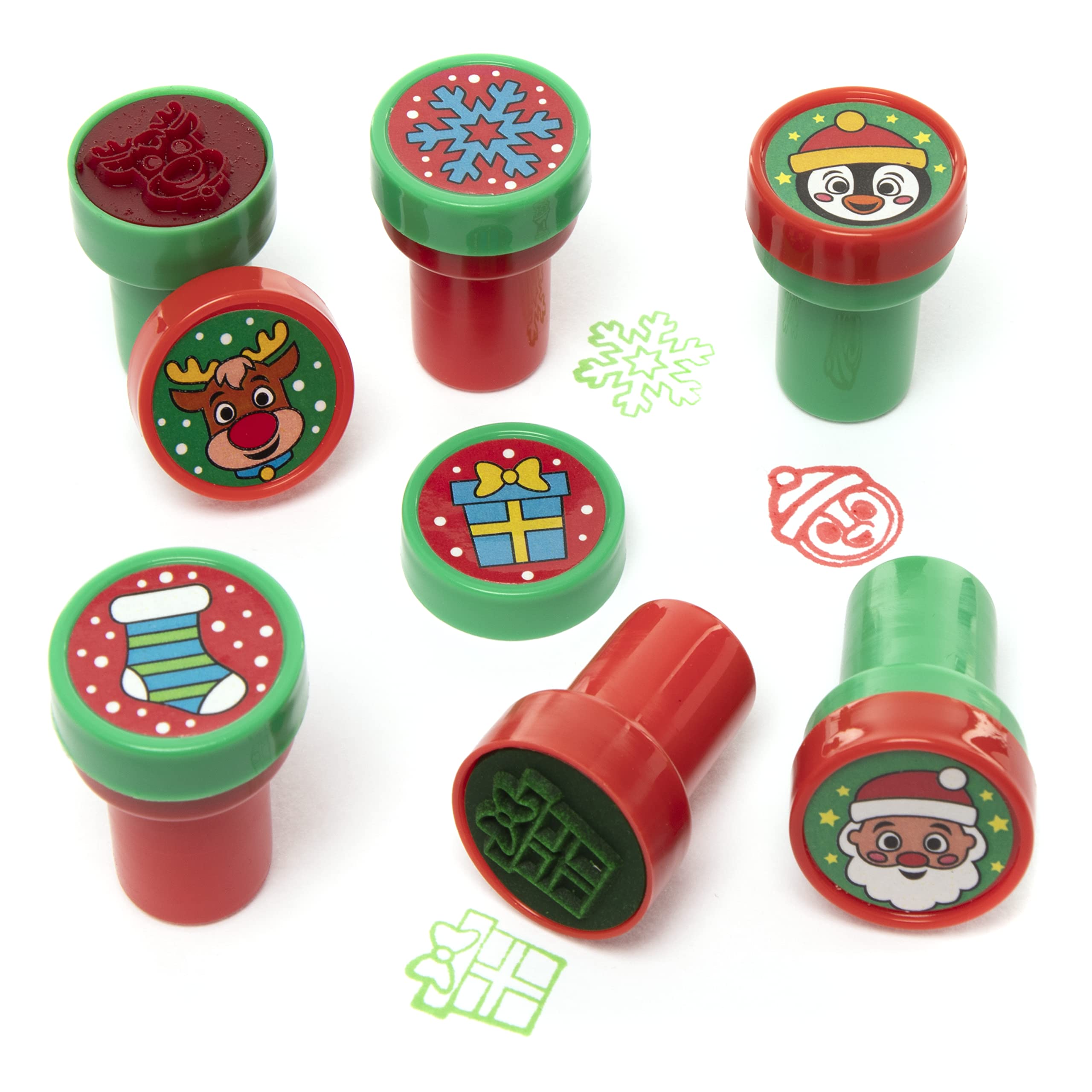 Baker Ross FC199 Christmas Self-Inking Stampers - Pack of 12, Ink Stamps, Stamp Set for Children, Ideal for Kids Arts and Crafts Projects