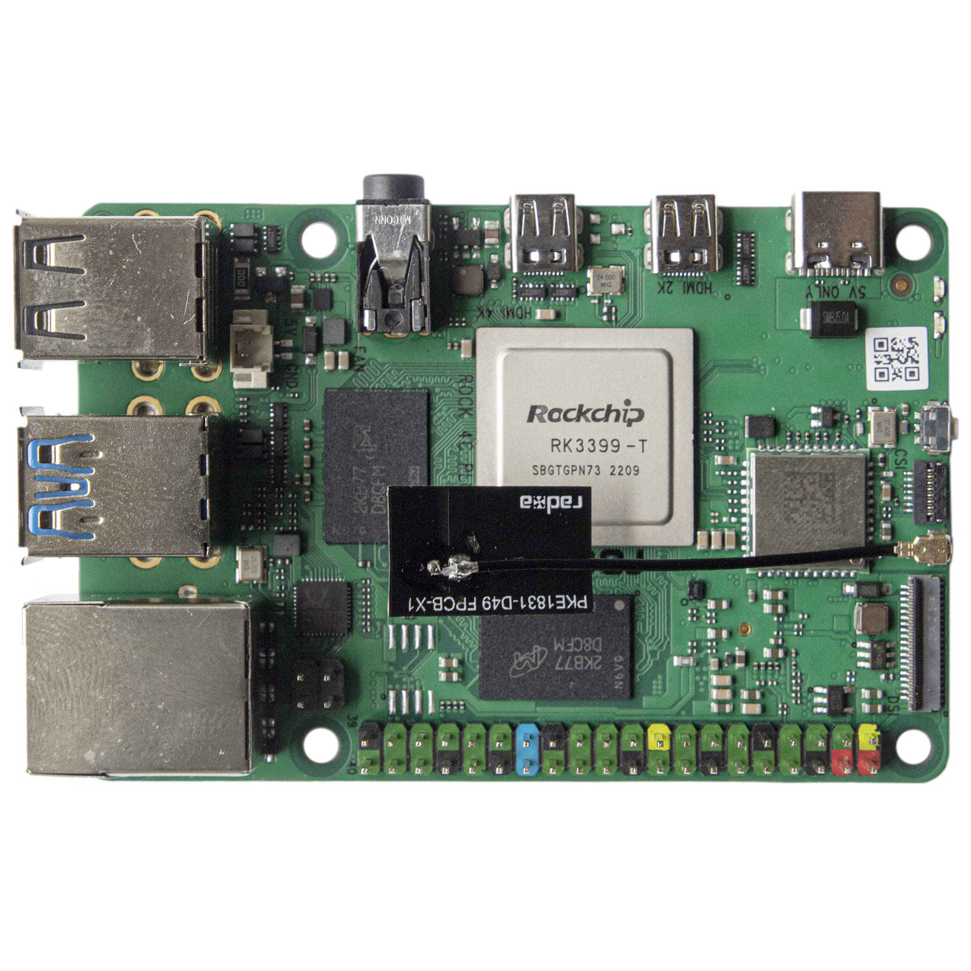 youyeetoo Rock PI 4C Plus (4C+) SBC, 4GB LPDDR4, Optional EMMC Capacity, Dual Screen,WI FI BT5.0 (UFL),Android 11/Ubuntu 20.04/Debian Bullseye