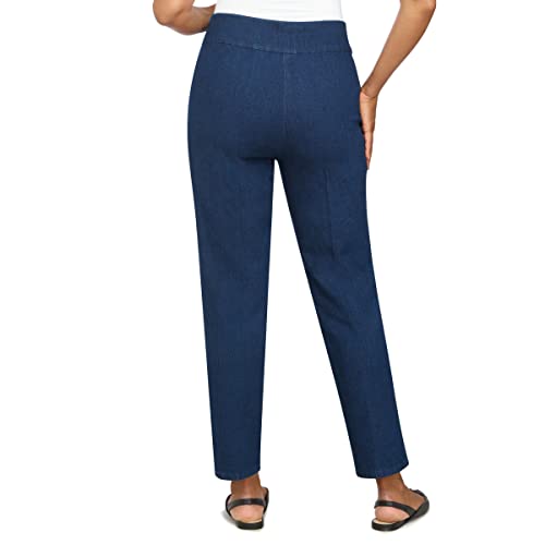 Alfred Dunner Womens Petite Super Stretch Mid-Rise Short Length Pant, Dark Denim, 6P
