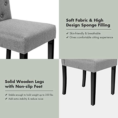 S AFSTAR Upholstered Dinning Chairs Set of 4, Tufted Parsons Chairs with Solid Rubber Wood Legs & Adjustable Feet, High Back Padded Dining Chairs for Kitchen Living Room Restaurant (4, Gray)