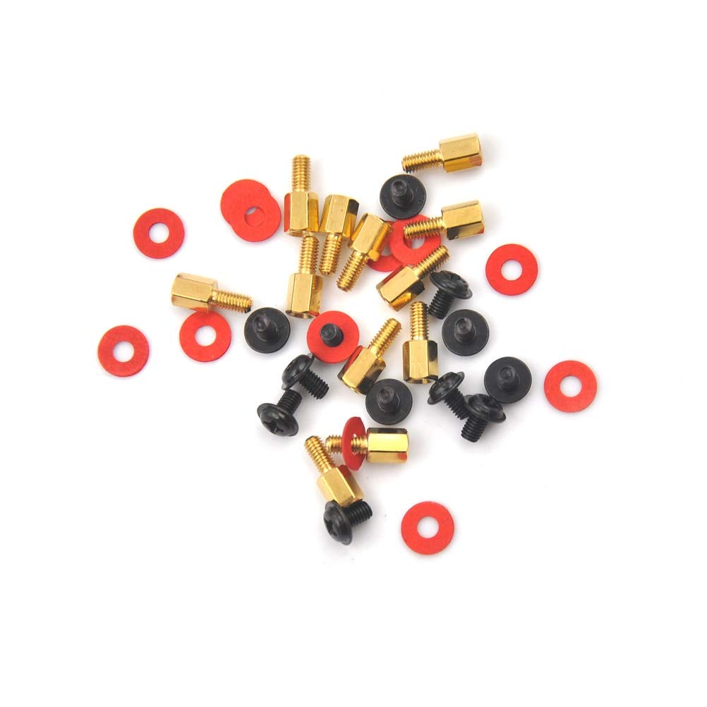 Screw 1 Set Computer Golden Motherboard Riser+Silver Screws + Red Washers 6.5mm 6-32-M3