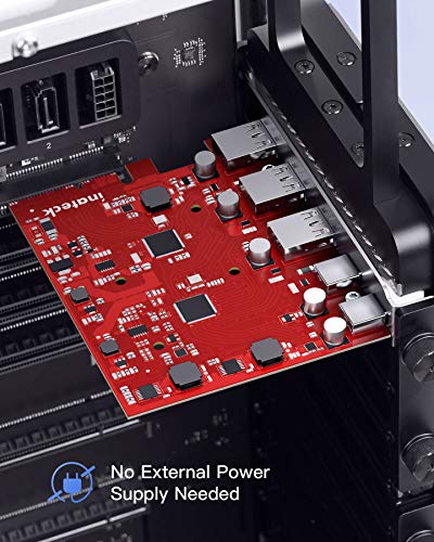 Inateck PCIe to USB 3.2 Gen 2 Card with 20 Gbps Bandwidth, 3 USB Type-A and 2 USB Type-C Ports, RedComets U21