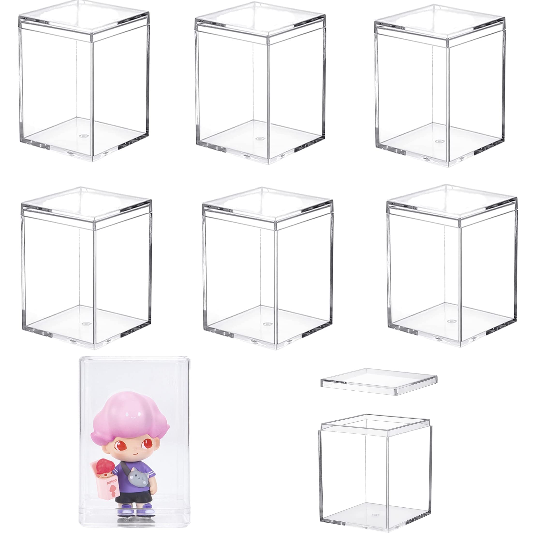 Acrylic Box for Display 8 Pieces Clear Box with Lid Treat Acrylic Gift Candy Box Jewelry Storage Container for Cosmetics Makeup Graduation Party Favor Box (3.7x 2.5x2.2 Inch)