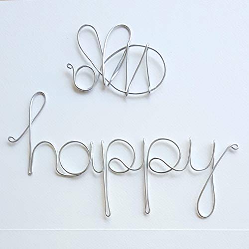 Camellia Bees Bee Happy Wire Wall Art - Bumble Bee Wall Decor - Wire Art - Wire Words - Bee Gift - Bedroom Inspo - Wire Sign (Silver)