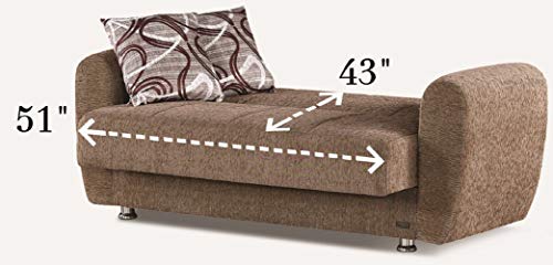 BEYAN Colorado Collection Guest Room Convertible Storage Loveseat with Storage Space, Includes 2 Pillows, Dark Brown