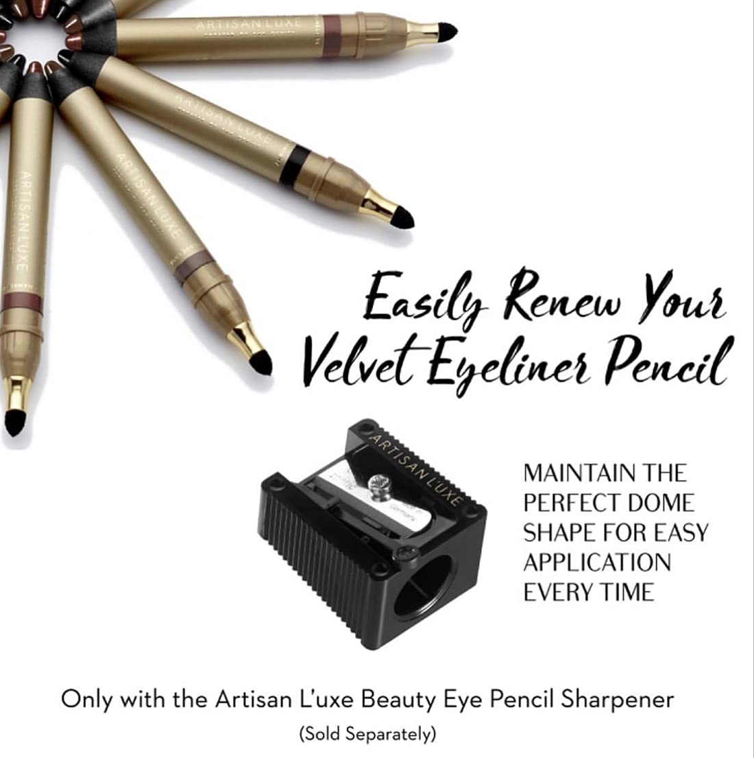 Artisan L'uxe Eye Pencil Sharpener by Artisan L’uxe Beauty | Manual Eyeliner Sharpener | Professional Quality | Sue Devitt | Precision Blade | Single Hole