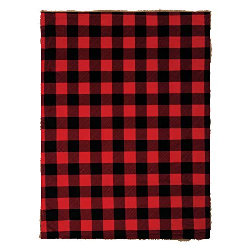 Pink Plush Buffalo Check Plush Baby Blanket-Buffalo Check Plush, Brown Back, Red, Black, Brown, 30 in x 40 in