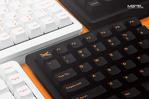 Mistel BAROCCO MD770 TKL Split Mechanical Keyboard with Cherry MX Blue Switch, Ergonomic Keyboard with Orange Letter PBT Double Shot Keycaps for Windows and Mac, Programmable Macro Support, ANSI/US