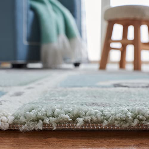 Safavieh Carousel Kids Collection 4' x 6' Grey/Light Blue CRK193F Neighborhood Nursery Playroom Area Rug