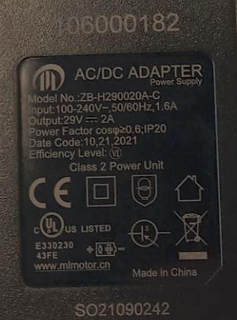 29V 2A Transformer Recliner & Lift Chair Power Adapter Model No: ZB-H290020A-C