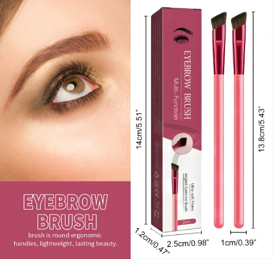 4D Hair Stroke Brow Stamp Brush, Eyebrow Hair Stroke Brush, Multifunction Ultra-thin Angled Realistic Eyebrow Brush for Powder, Cream, Gel and Wax (Light brown)