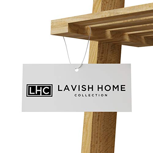Lavish Home 5-Tier Ladder Bookshelf- Leaning Decorative Shelves, Pickled Oak Finish