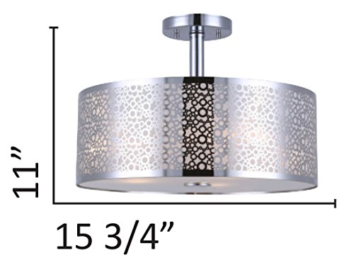 CANARM ISF543A03CH Piera 3-Light Semi-Flush Mount with Crystal, Chrome, 15.75 inch