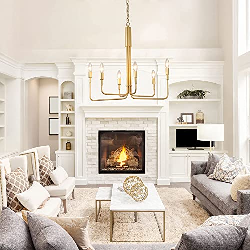 KSANA Gold Chandelier, 6-Lights Modern Chandeliers for Dining Rooms, Living Room, Bedroom, Kitchen, Brushed Gold Finish