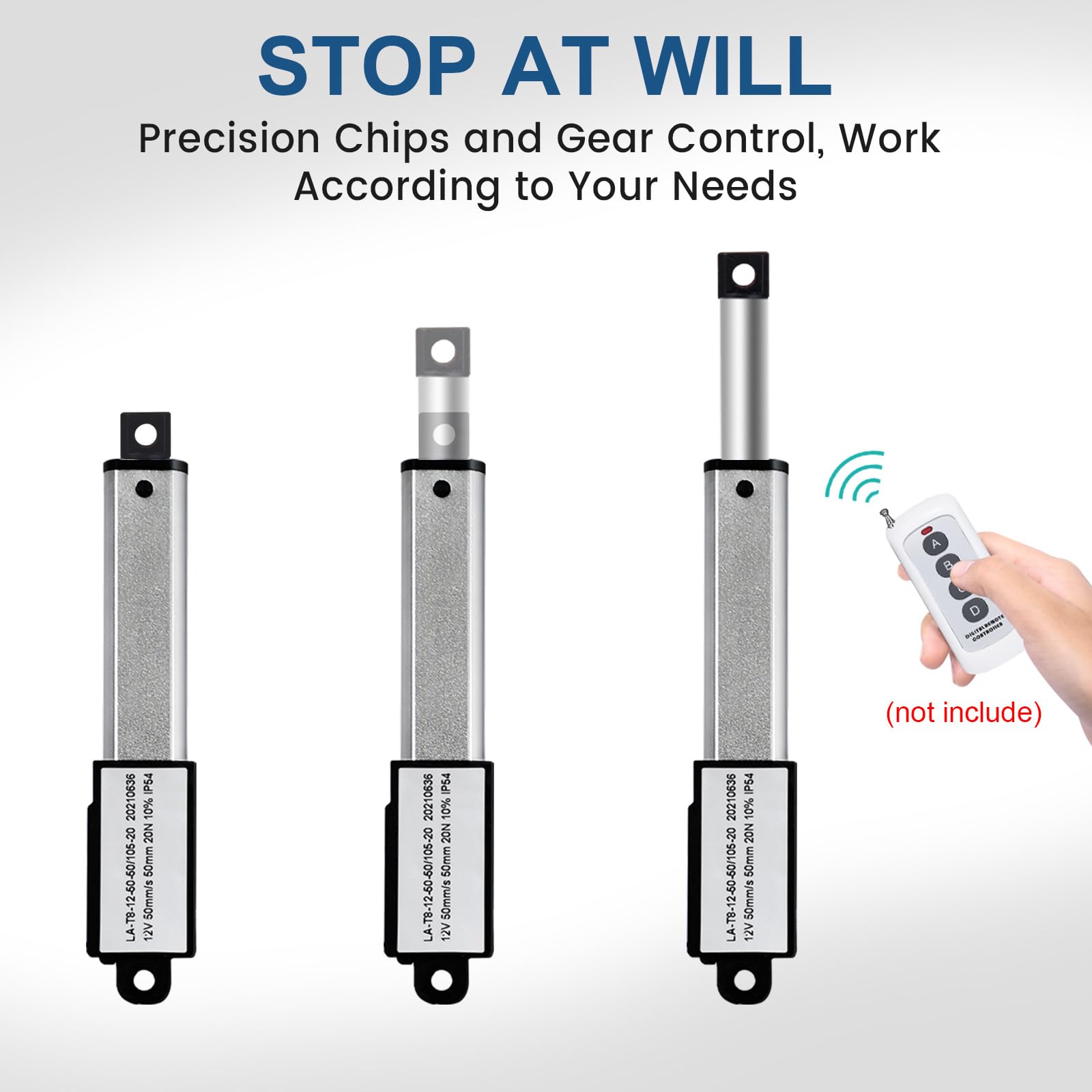 DC HOUSE Mini Electric Linear Actuator Stroke 2"–Force 4.5 lbs–12V | High-Speed 1.97"/sec–Weight 0.15KG Ideal for Intelligent Range Hood, Fan Blades, Cabinets, Window Opener, Robotics, Home Automation