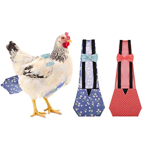KAMA BRIDAL Chicken Diaper, Pet Diaper for Chook Duck Goose Adjustable Washable Reusable Diaper for Poultry 2 Pack
