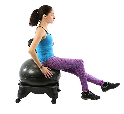 CANDO Ball Chair Inflatable Ergonomic Active Seating Exercise Ball Chair with Air Pump for Home, Office, and Classroom,Black, 22"