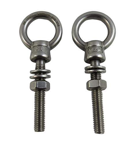 US STAINLESS 2 Pieces Stainless Steel 316 (Shape Type 307) M6 Lifting Eye Bolt 6mm x 40mm Marine Grade Pitch of 1