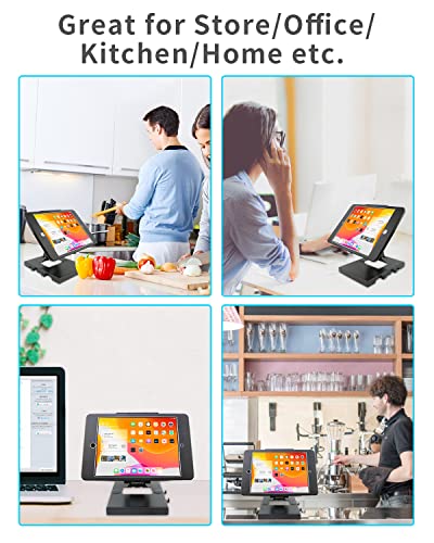 CarrieCathy Desktop Wall Mount Anti-Theft Security Kiosk POS Stand Holder Enclosure for 10.2" 2021 iPad 9th Gen 2020 iPad 8th Gen 2019 iPad 7th Gen, Flip & 360° Swivel Design