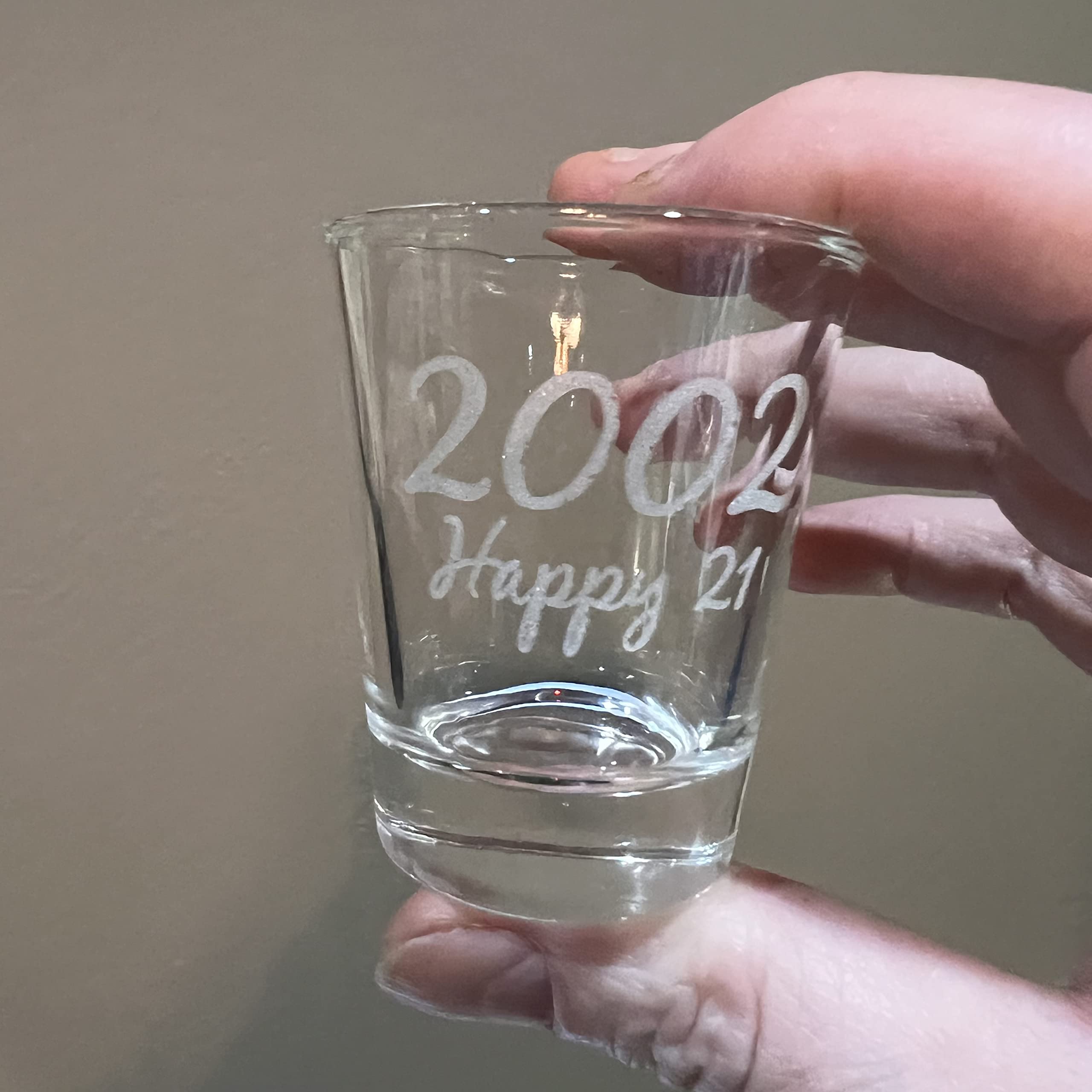 2oz 2002 Happy 21 Shot Glass