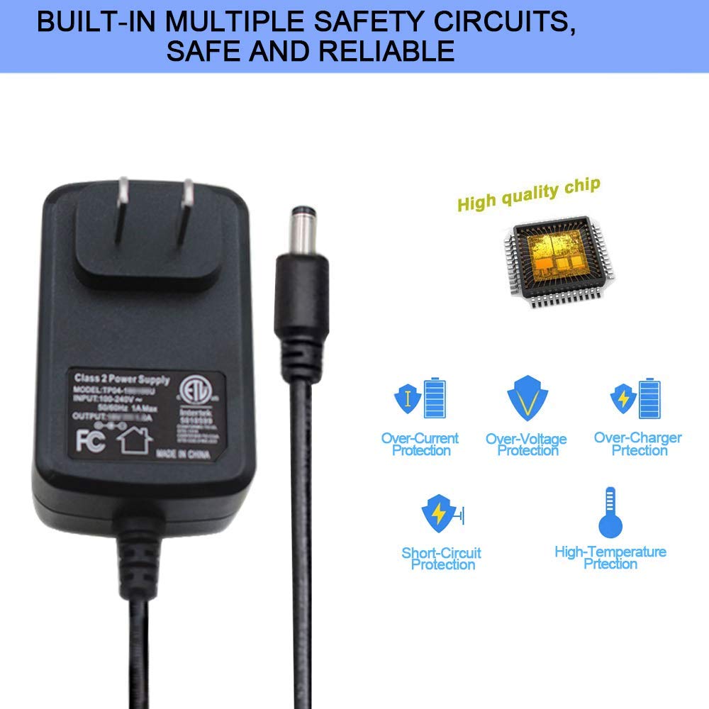 Twinsun 24V 1A DC Power Supply Adapter, AC 100V-240V to DC 24 Volt 1000mA 800mA 500mA 200mA Charger, 5.5mm x 2.1mm Plug for Nail Lamp, Security Camera, Air Cleaner, Massage Gun, Mini Printer.