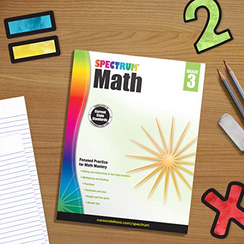 Carson Dellosa 3rd Grade Homeschool Learning Kit—Spectrum Reading and Math Workbooks, Cursive Handwriting Workbook, Division and Multiplication Flash Cards, Posters, and STEM Activities (8 pc)