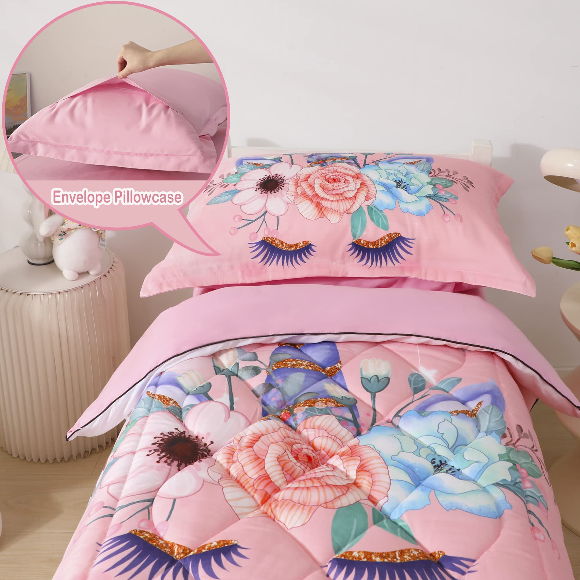 4 Piece Toddler Bedding Set for Boys Girls Outer Space Blue Rocket Planet Stars Toddler Comforter Set for Kids Bed-in-a-Bag Bedspreads Quilt Set with Comforter, Flat Sheet, Fitted Sheet, Pillowcase