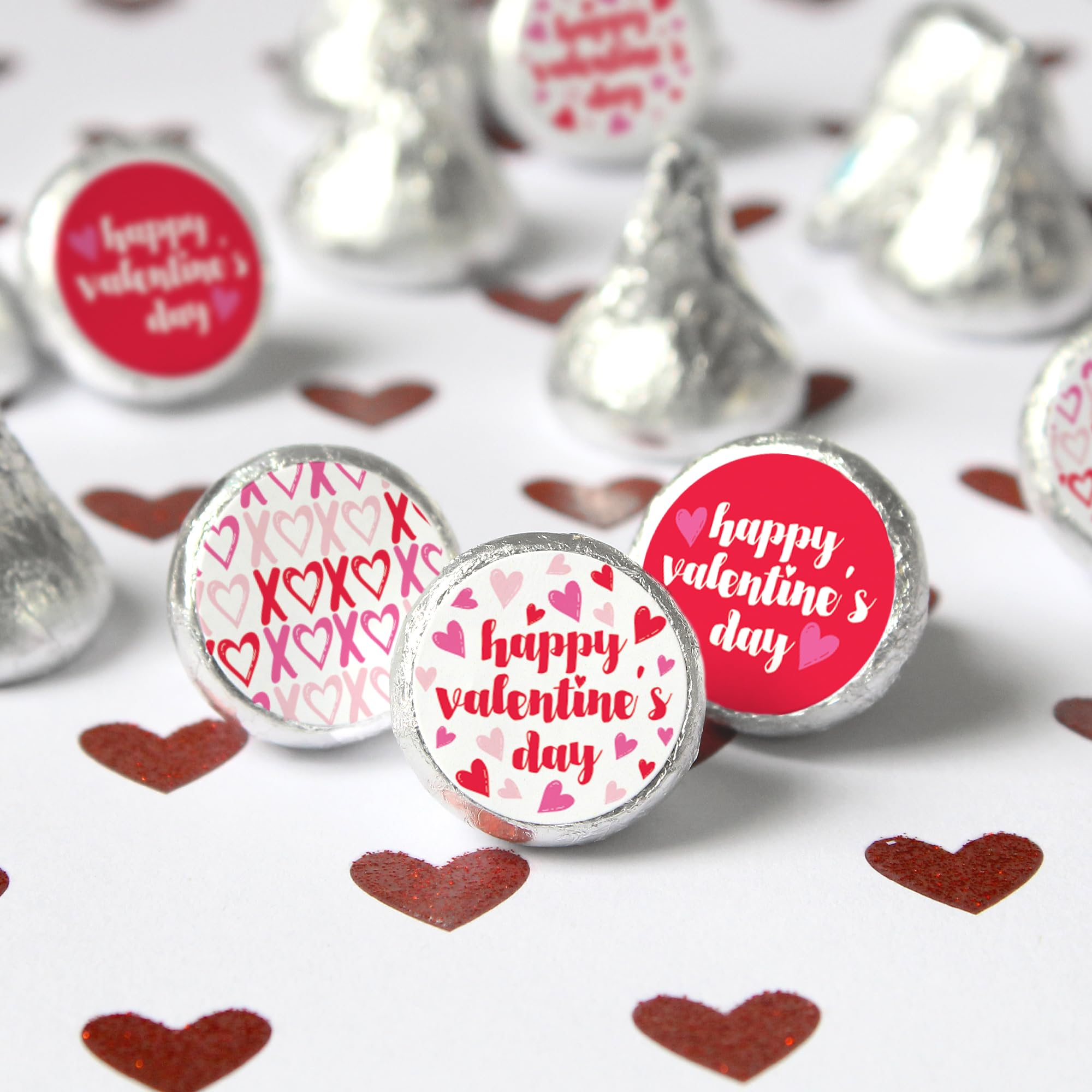 Valentine's Day Stickers for Kids, Valentine Label Stickers for Chocolate Kisses Candy - 180 Count
