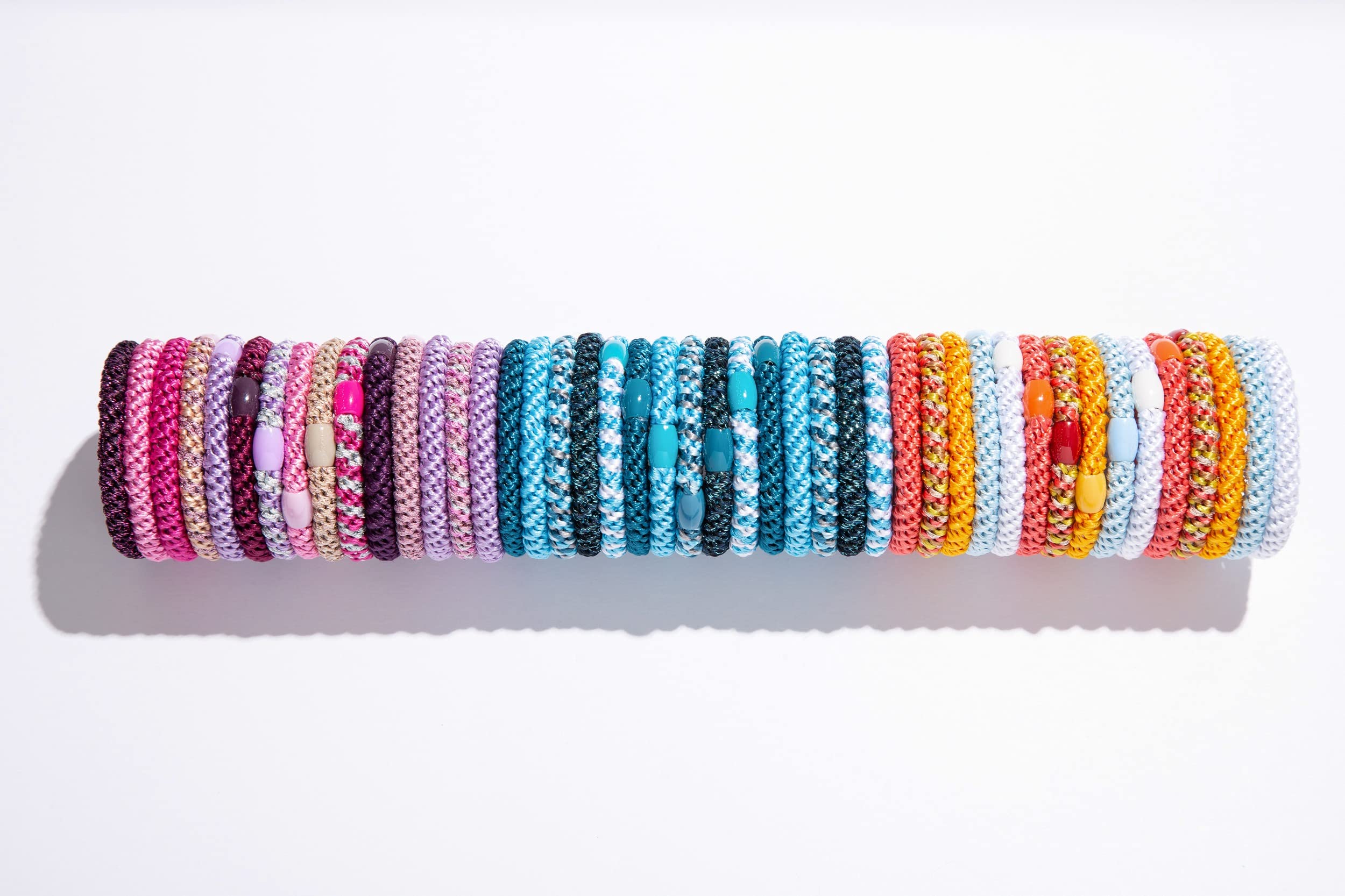 L. Erickson Grab & Go Pony - Cotton Candy - 8 Pack Ponytail Holder Hair Ties - Pink and White Mix