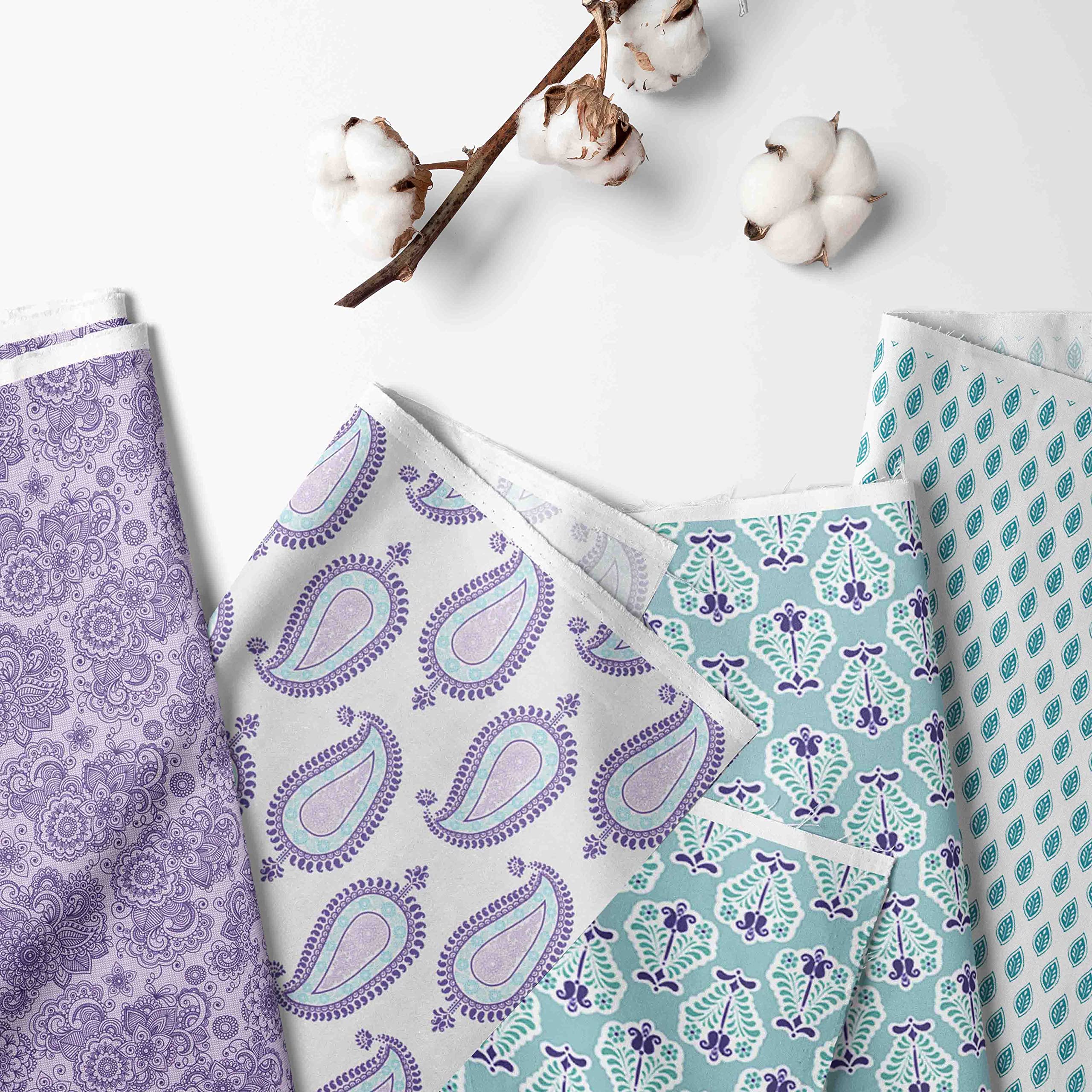 Bacati - Paisley Floral 100 Percent Cotton Percale Crib/Toddler Bed Ruffle/Skirt (Aqua/Lilac/Purple 3 Tier Layer)