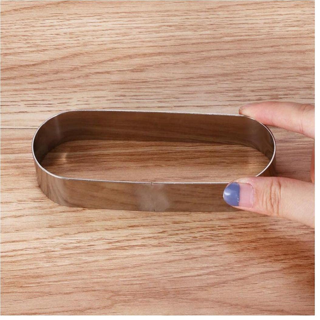 4pcs Mousse Rings Stainless Steel Mini Cookie Cutters Mini Long Oval Mousse Ring Mold Metal Baking Tiramisu Mold for Kitchen Baking Sponge Cakes Dessert Pies