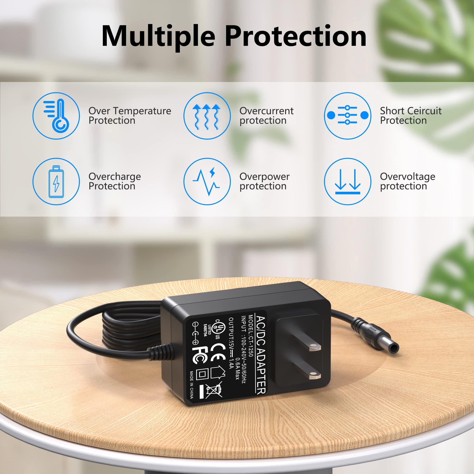 21W Replacement for Echo Alexa Charger Compatible with Echo1st & 2nd Gen, Fire TV (2nd Gen), Show (1st Gen), Plus (1st Gen), Look, Link Power Adapter【5FT】