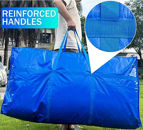 66 Gallon Extra Large Storage Bags, Huge Moving Bags Heavy Duty with Zipper and Stronger Handles, Big Foldable Duffle Bag for Travel - Waterproof Material Protects from Dust and Moisture - Storage Totes Moving Boxes for College, Christmas Tree, Blankets,