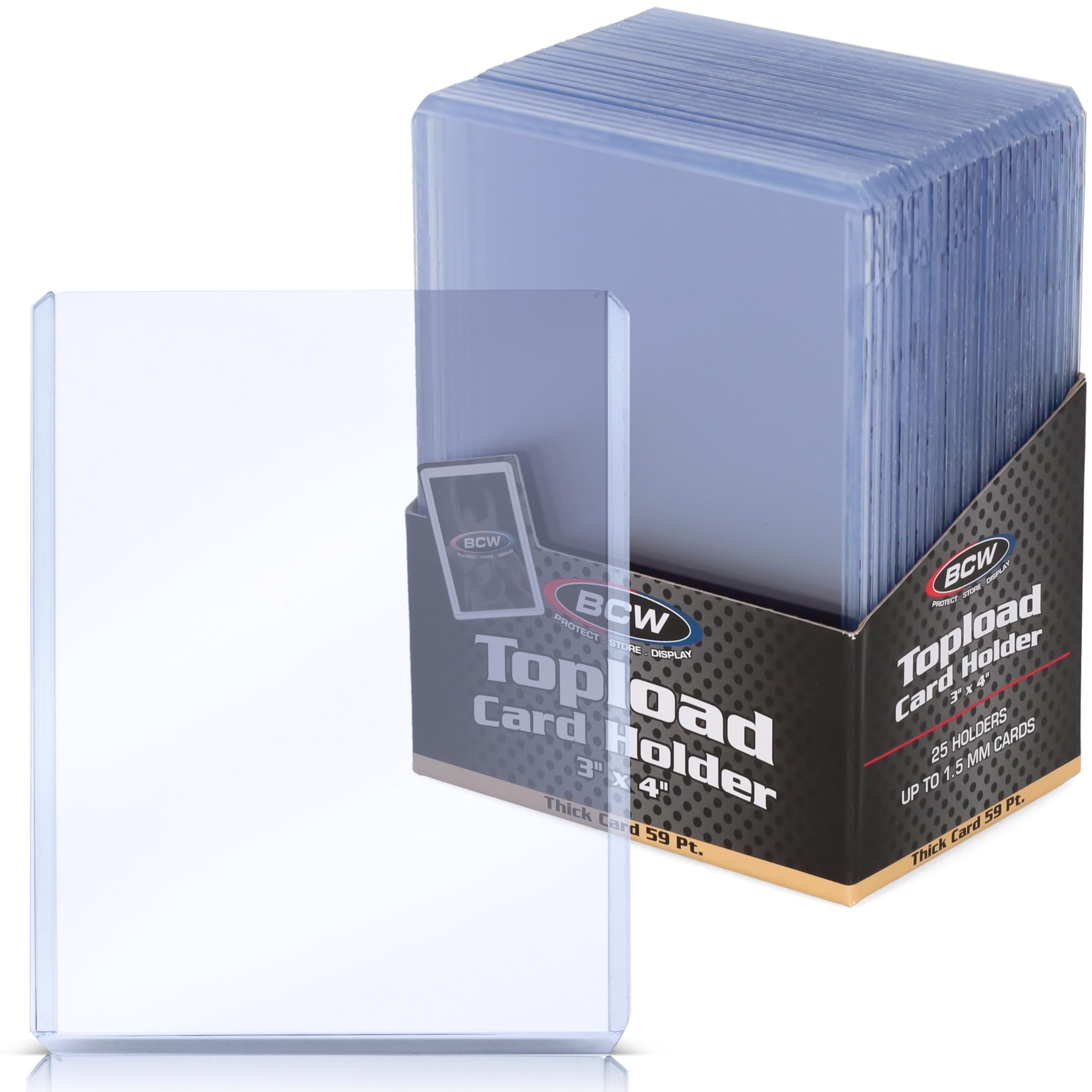 BCW Thick Card Topload Holder - 59 PT. (100 Pack) | Holds Relic, Patch, and Jersey Cards | Protective Card Holders for Collectibles and Trading Cards | Protective Rigid Plastic Display Card Holder