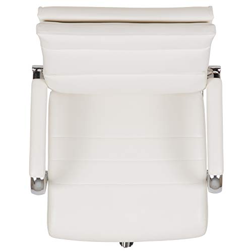 Flash Furniture Hansel High Back White LeatherSoft Contemporary Panel Executive Swivel Office Chair