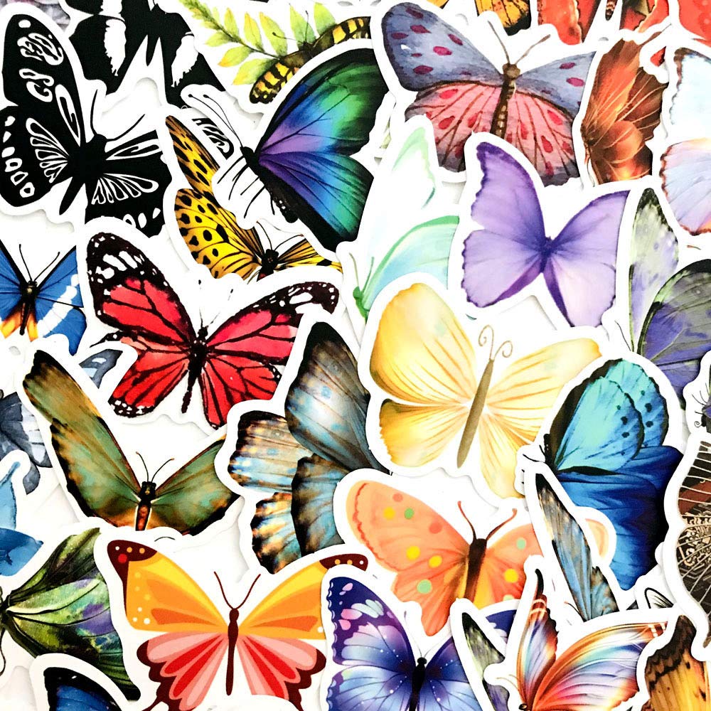 50 PCS Butterfly Sticker Pack, Wall Decals Stickers, Laptop Stickers, Water Bottle Stickers