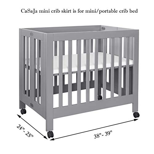 CaSaJa Mini Crib Skirt Pleated, Silk-Looking Soft Microfiber Baby Bed Skirt with Durable Platform for Mini and Portable Cribs 24" X 38", 12" Generous Drop Dust Ruffle, Machine Washable, Navy