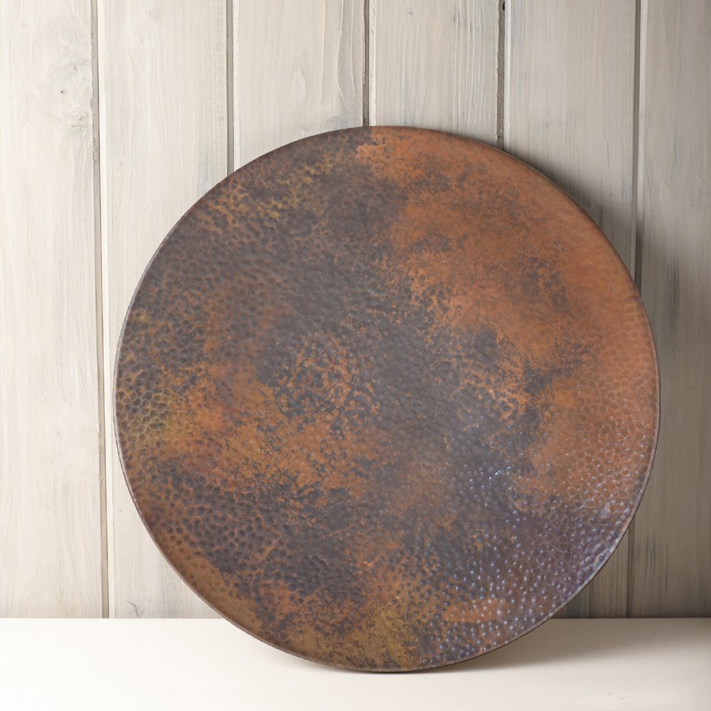 36" X-Large Hand-Hammered Tempered Copper Lazy Susan
